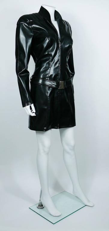 Thierry Mugler Vintage Black Rubber Belted Dress at 1stDibs | vintage ...