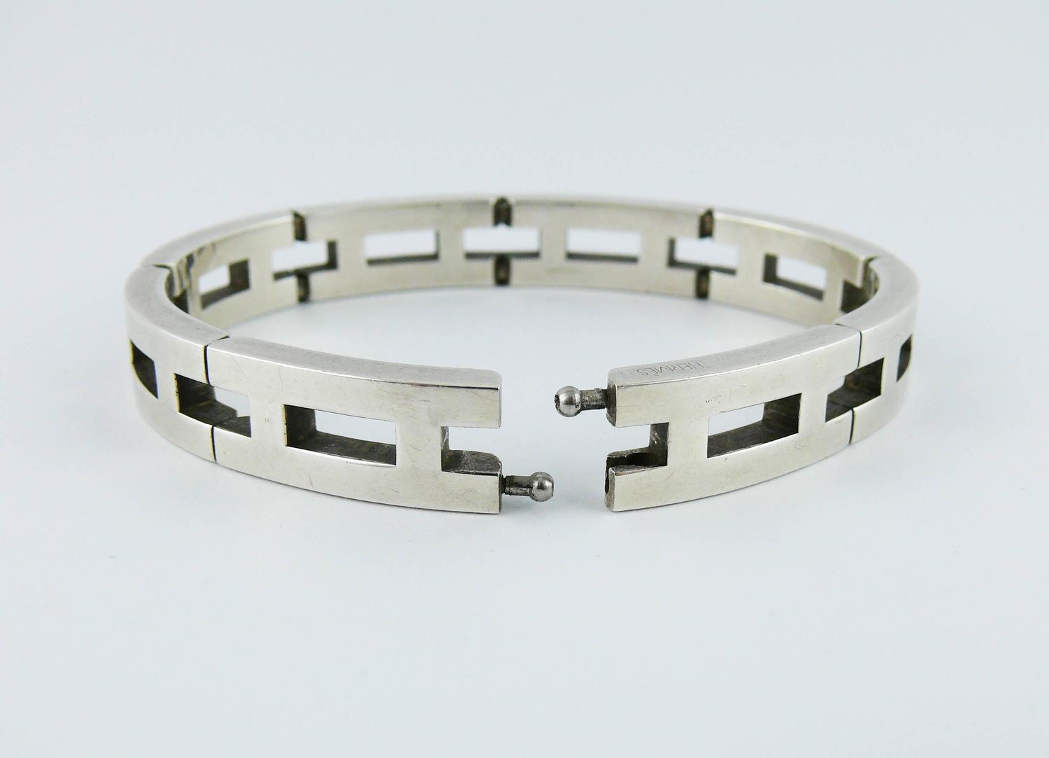 Hermes Paris Rare Sterling Silver Unisex H Link Bracelet For Sale At 1stdibs