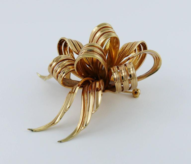 Christian Dior Vintage 1966 Gold Toned Ribbon Bow Brooch at 1stDibs