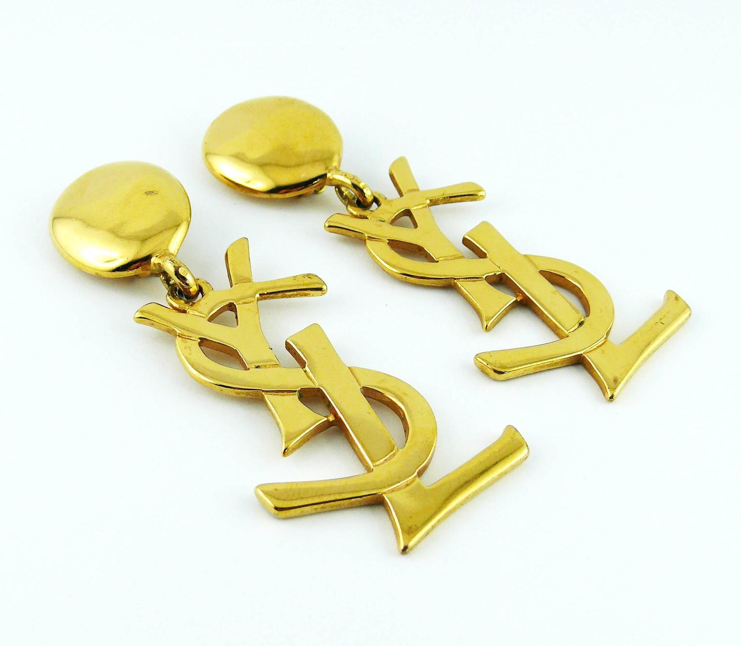 Yves Saint Laurent YSL Vintage Rare Massive Iconic Logo Dangling ...