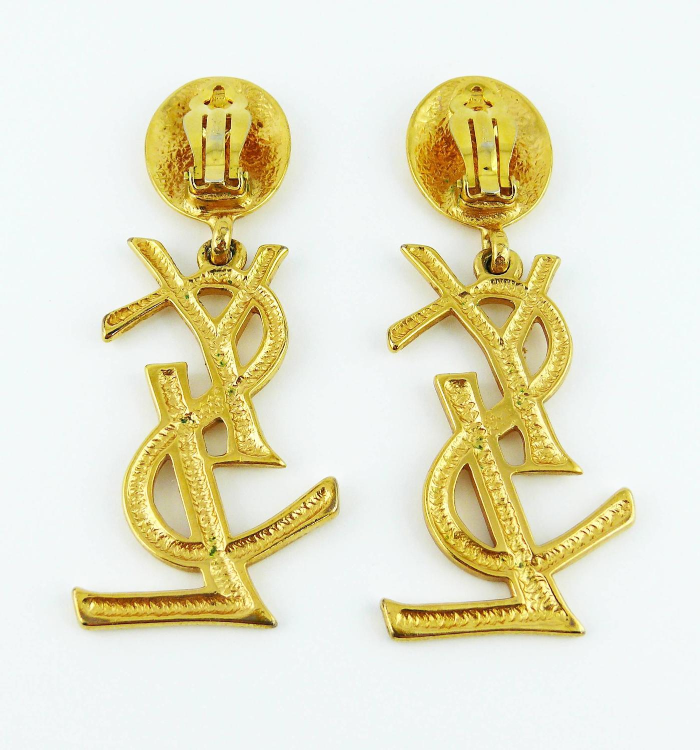 Yves Saint Laurent YSL Vintage Rare Massive Iconic Logo Dangling ...
