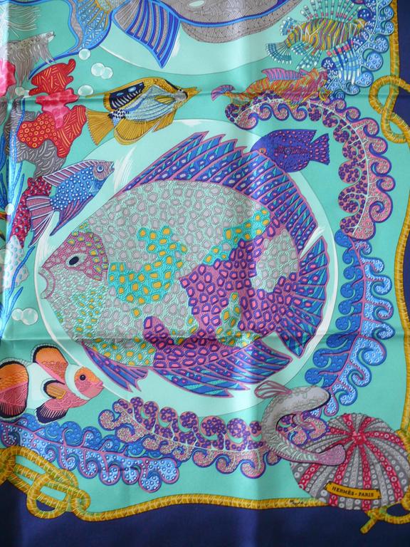 Hermes Vintage Silk Carre Scarf "Grands Fonds" by Annie Faivre 1992 at ...