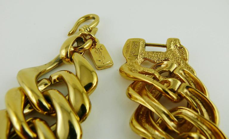 Yves Saint Laurent YSL Vintage Classic Curb Chain Necklace Bracelet Set ...