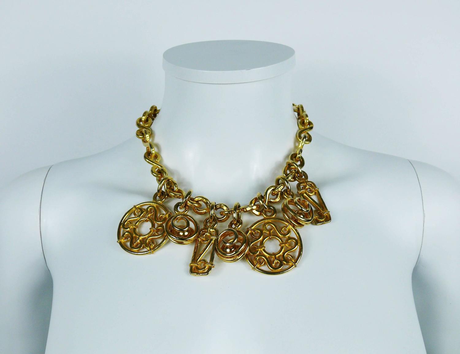 CELINE Vintage Gold Toned Charm Necklace For Sale at 1stdibs