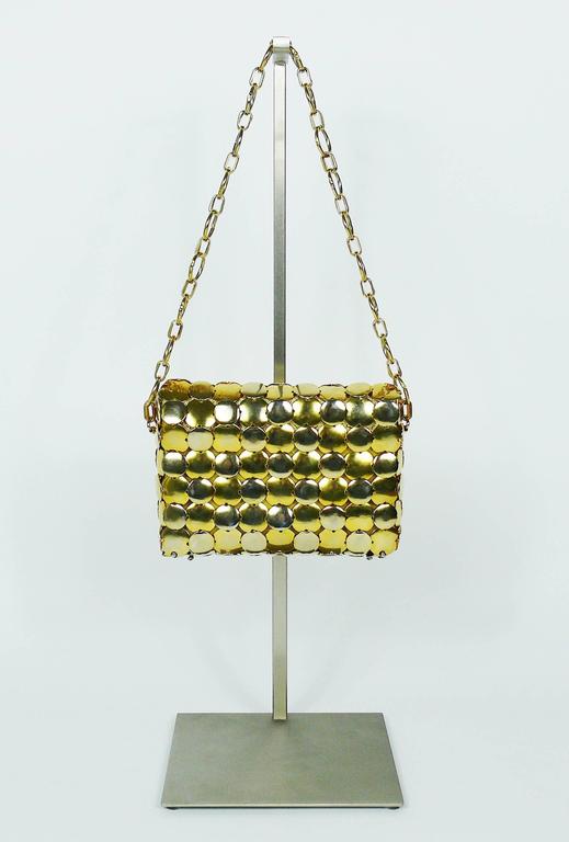Paco Rabanne Style Vintage 1970s Gold Tone Metal Disc Purse Handbag at ...