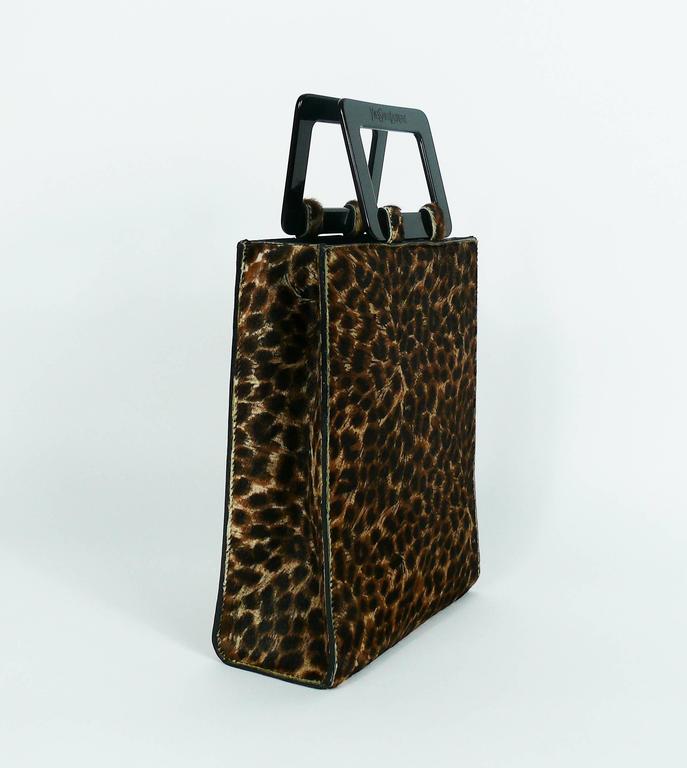 Yves Saint Laurent YSL Vintage Leopard Print Pony Hair Handbag at ...