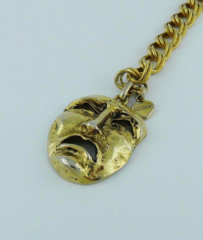 Moschino Vintage Rare 1990s Gold Toned Tragedy Comedy Masks Belt at 1stDibs