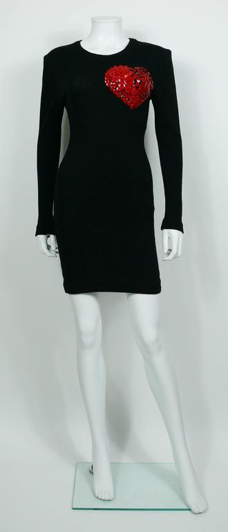 Patrick Kelly Vintage 1980s Black Wool Iconic Dress Heart Buttons at ...
