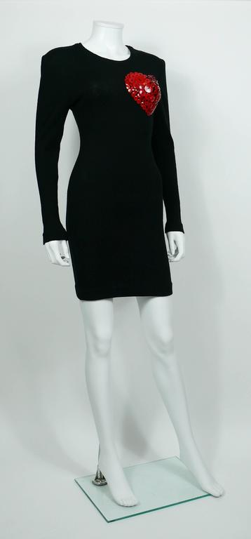Patrick Kelly Vintage 1980s Black Wool Iconic Dress Heart Buttons at ...