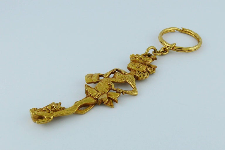 Christian Lacroix Vintage Gold Toned Figural Key Ring Bag Charm at 1stDibs