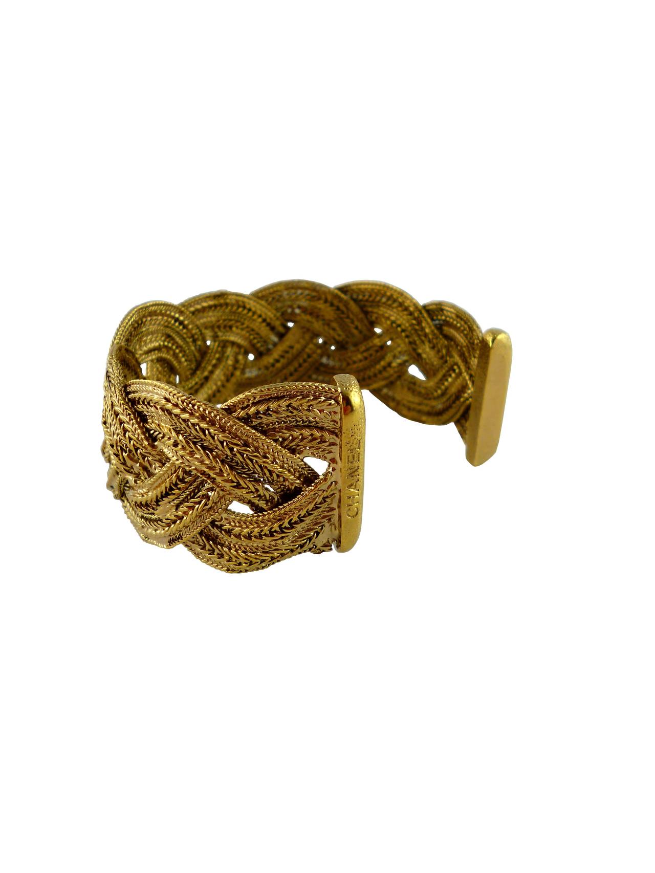 Chanel Gold Tone Braided Cuff Bracelet at 1stDibs | chanel braided ...