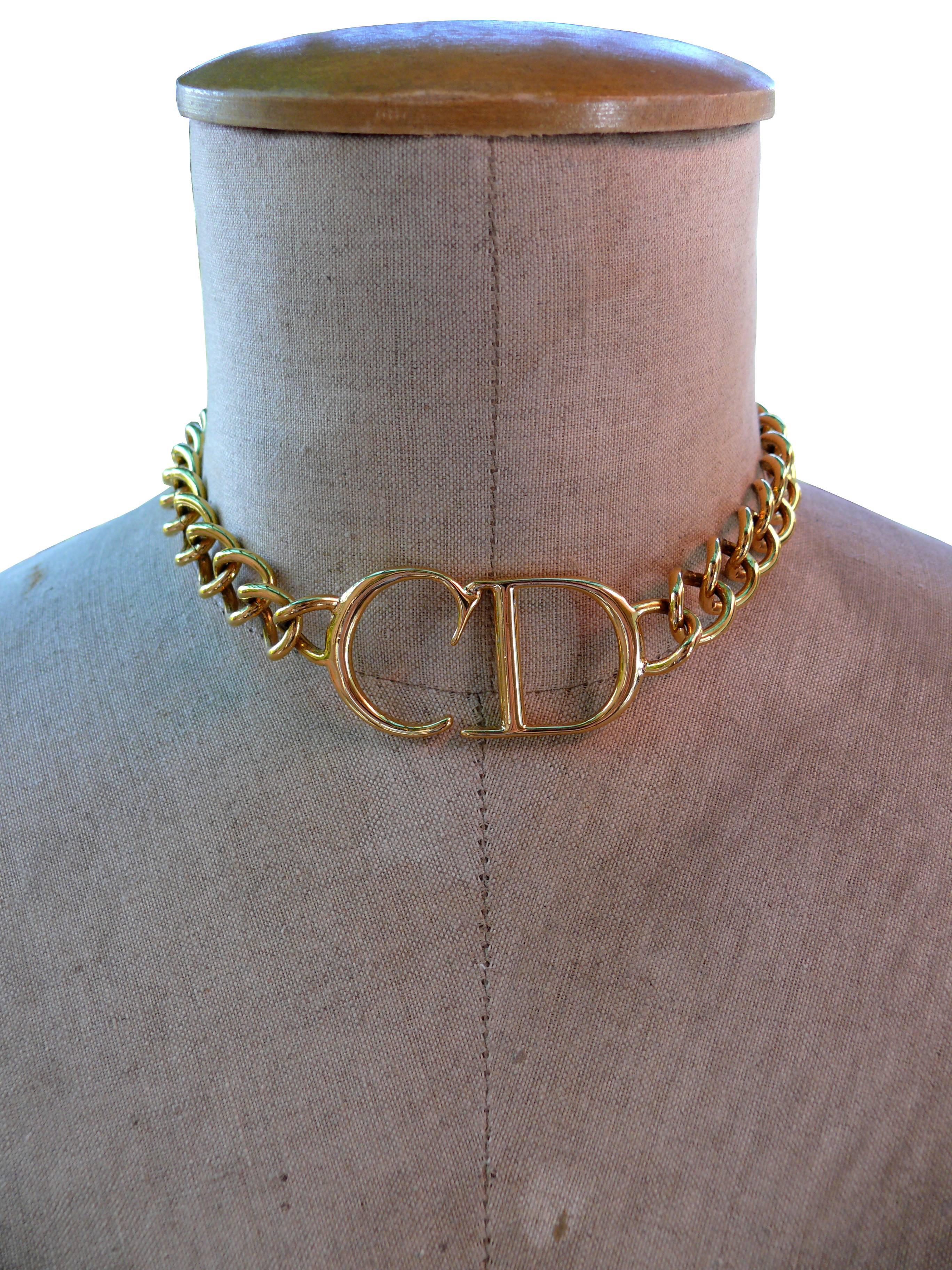 Christian Dior Gold CD Monogram Necklace at 1stDibs | cd chain ...