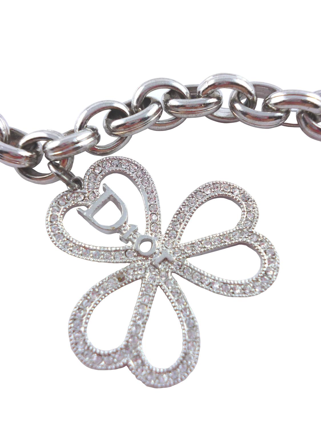 Christian Dior Silver Diamante Charm Belt and Necklace For Sale at 1stdibs