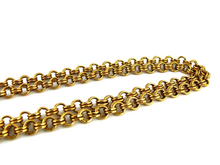 Yves Saint Laurent Vintage Chunky Chain Necklace YSL Logo Charm at ...