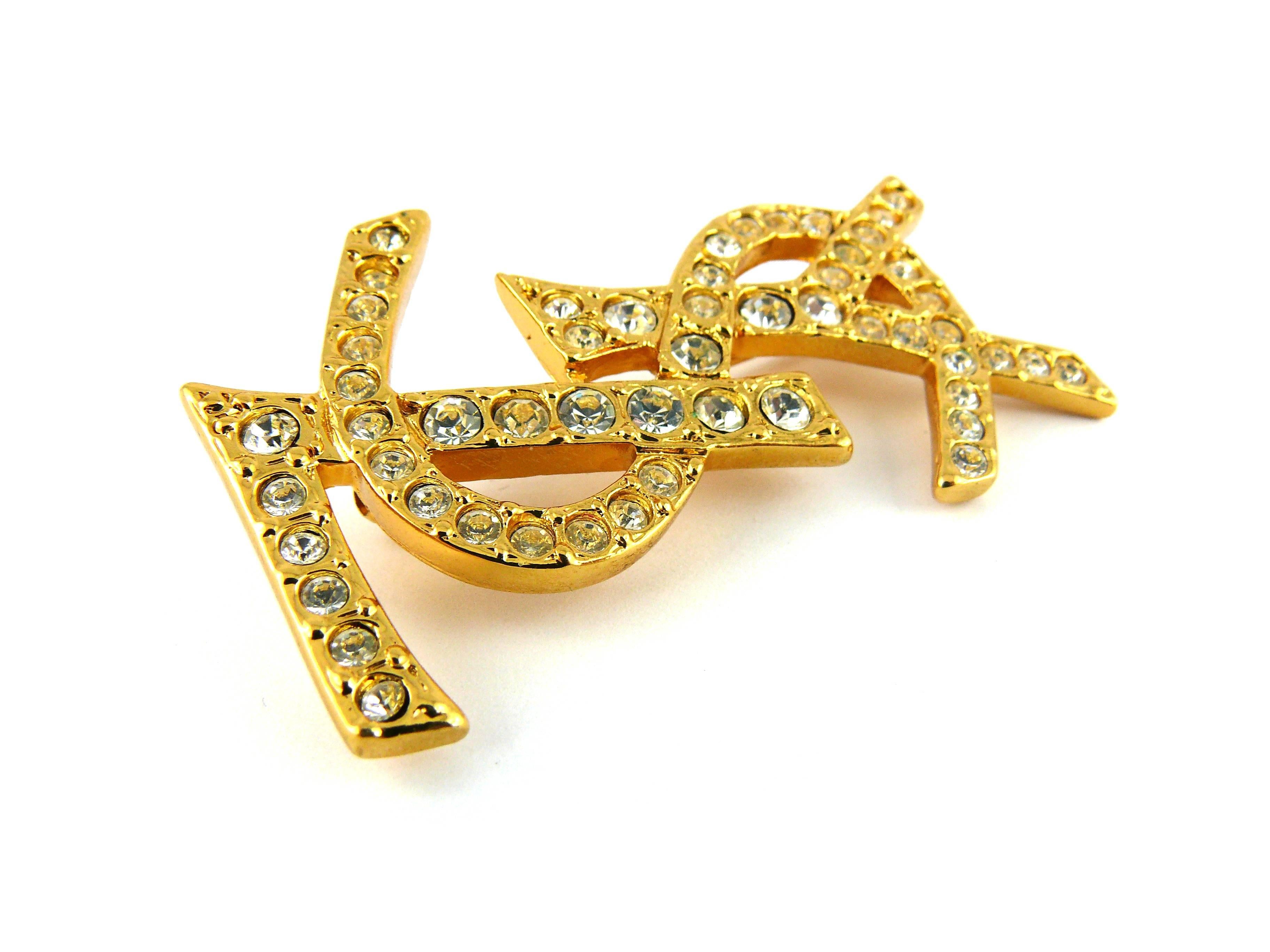 Yves Saint Laurent YSL Massive Diamante Logo Brooch at 1stDibs | ysl ...