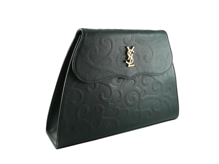 Yves Saint Laurent YSL Vintage Black Leather Arabesque Shoulder Bag at ...