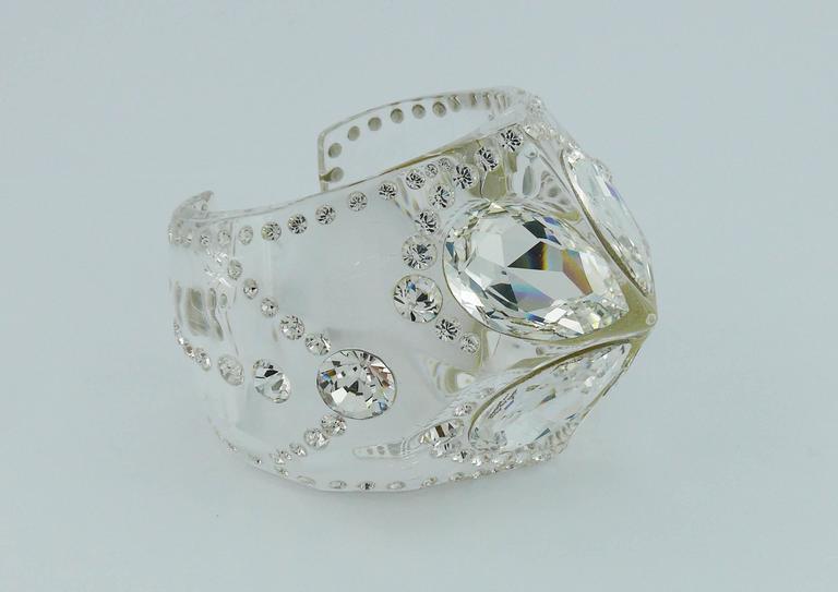Christian Dior Clear Lucite and Crystal Cuff Bracelet at 1stDibs