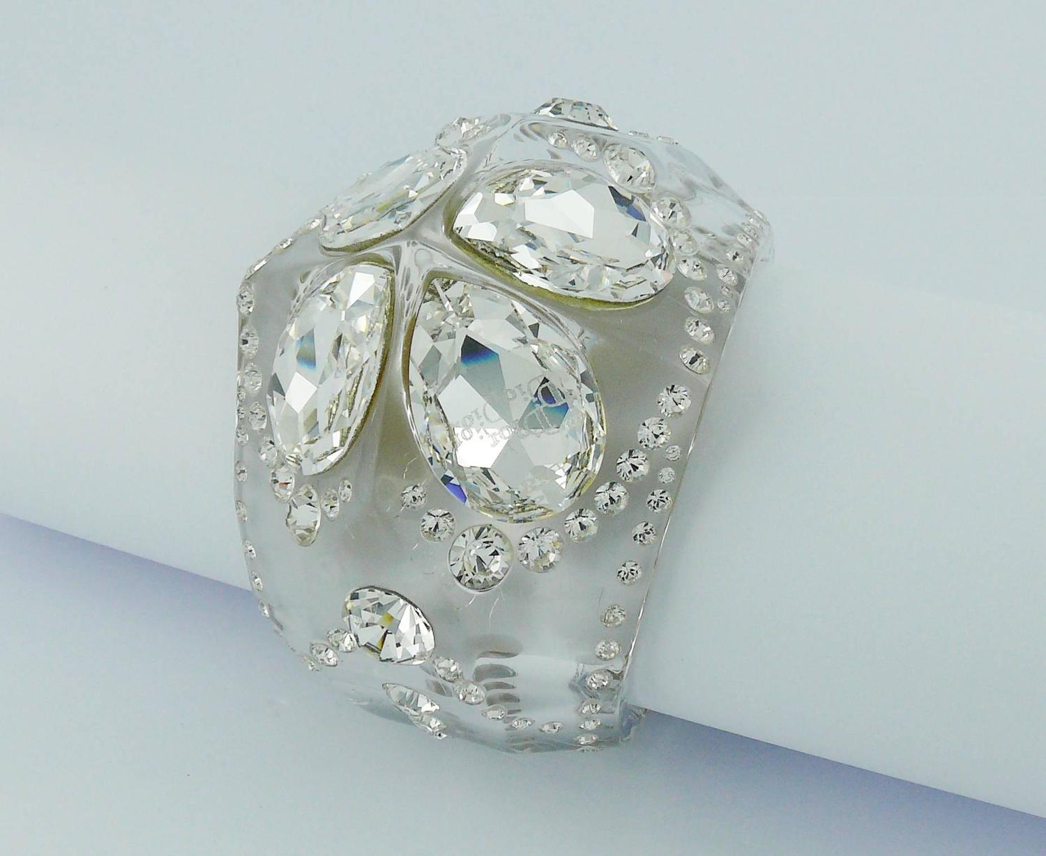 Christian Dior Clear Lucite and Crystal Cuff Bracelet at 1stdibs