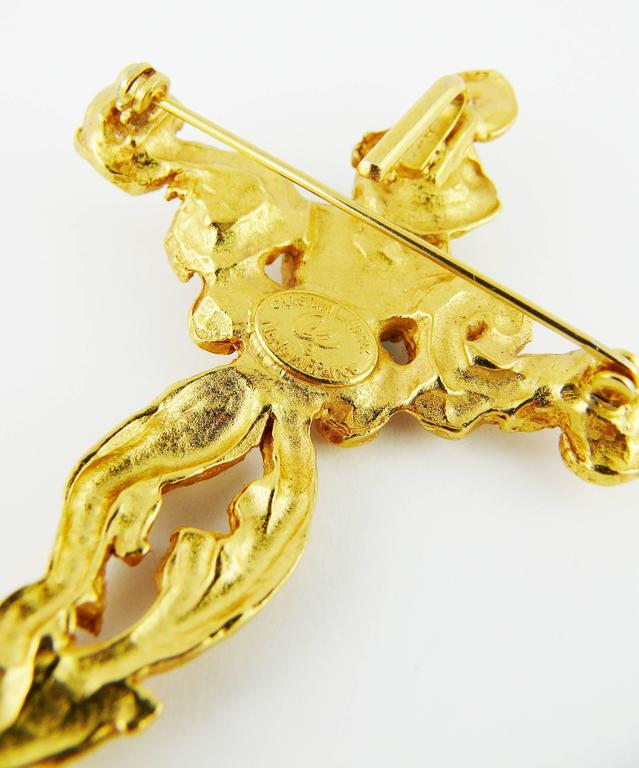 Christian Lacroix Vintage Jewelled Baroque Cross Brooch Pendant at 1stDibs