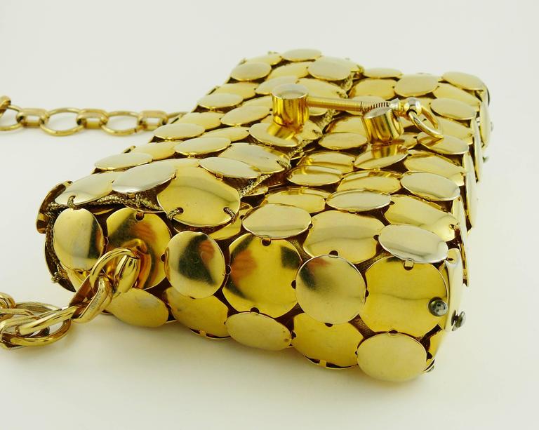 Paco Rabanne Style Vintage 1970s Gold Tone Metal Disc Purse Handbag at ...