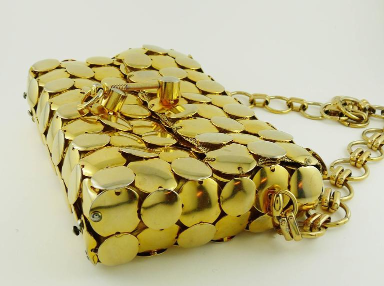 Paco Rabanne Style Vintage 1970s Gold Tone Metal Disc Purse Handbag at ...