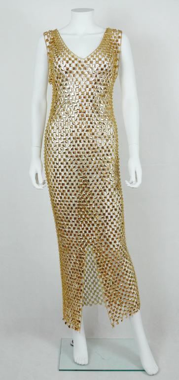 1970s Gold Toned Rhodhoid Chainmail Dress For Sale at 1stDibs ...