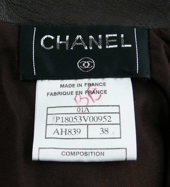 Chanel Fall 2001 Brown Leather Pleated Skirt Size FR 38 at 1stDibs