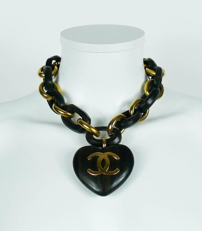 Chanel Vintage Rare Iconic Massive Wooden Heart Necklace at 1stDibs ...