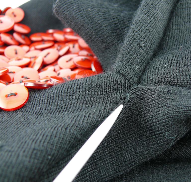 Patrick Kelly Vintage 1980s Black Wool Iconic Dress Heart Buttons at ...