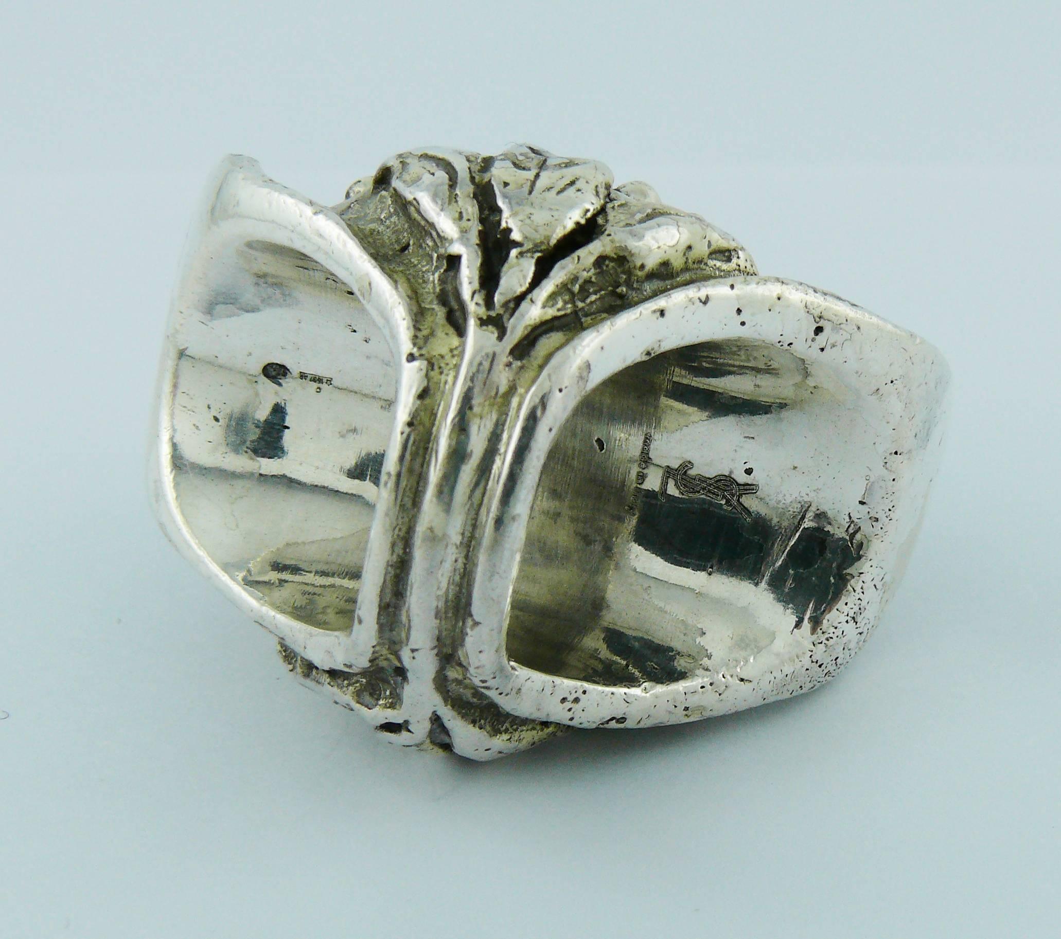Yves Saint Laurent YSL Rare Massive Runway Sterling Silver Ring at ...