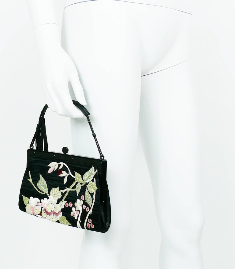 Gucci Rare Embroidered Japanese Flower Style Silk Handbag at 1stDibs ...