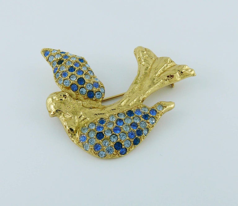 Yves Saint Laurent YSL Vintage Jewelled Bird Motif Brooch at 1stDibs