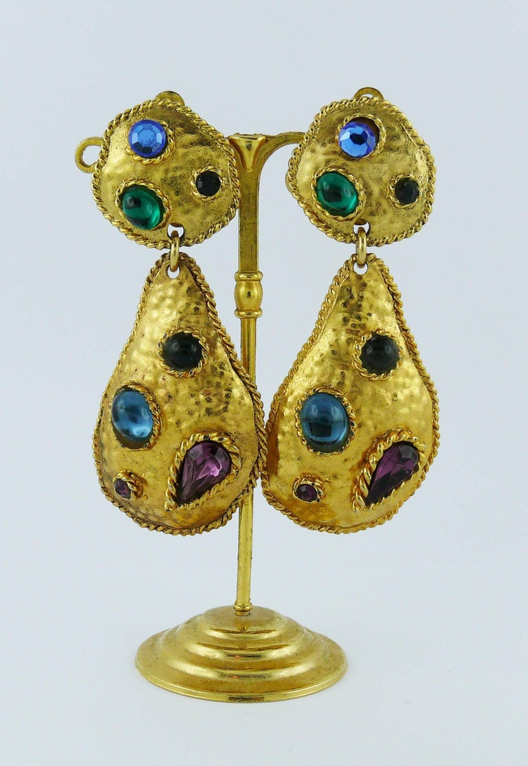 Edouard Rambaud Vintage Jewelled Dangling Earrings at 1stDibs