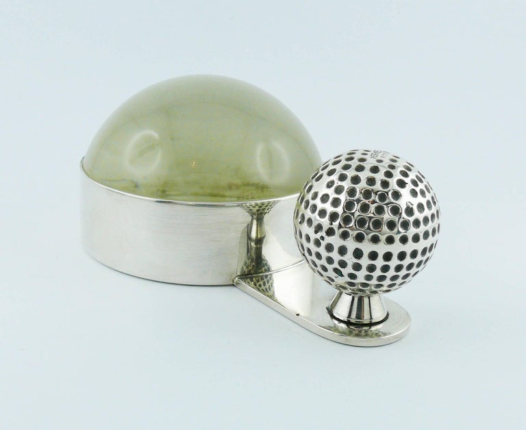 Hermes Vintage Silver Plated Golf Ball Desk Paperweight Magnifier at ...