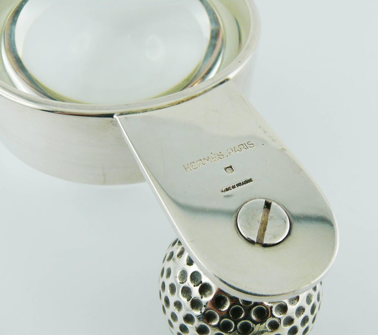 Hermes Vintage Silver Plated Golf Ball Desk Paperweight Magnifier at ...