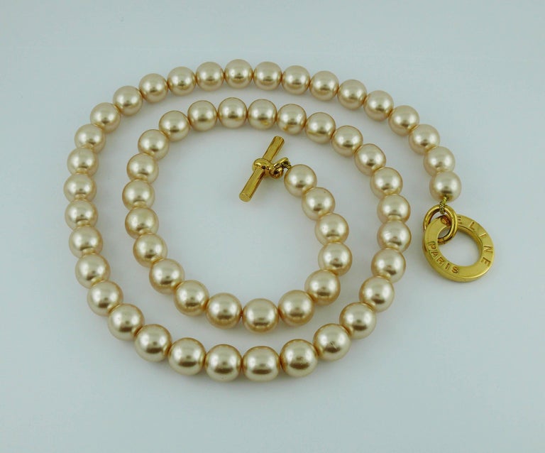 Celine Vintage Long Pearl Necklace Belt at 1stDibs | celine pearl necklace