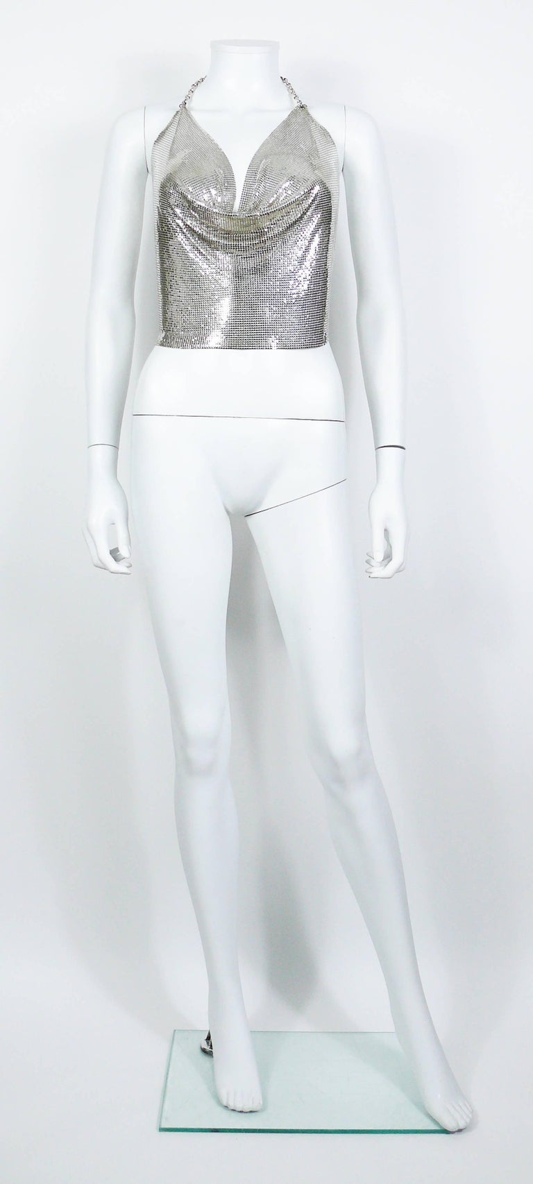 Paco Rabanne Vintage Silver Metal Mesh Draped Backless Top at 1stDibs ...