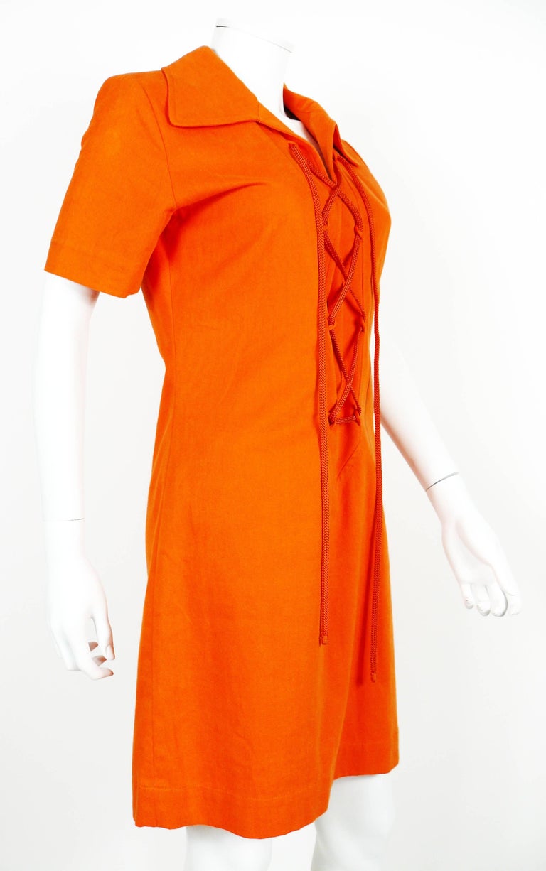 Yves Saint Laurent Rive Gauche YSL Vintage Orange Cotton Safari Dress ...