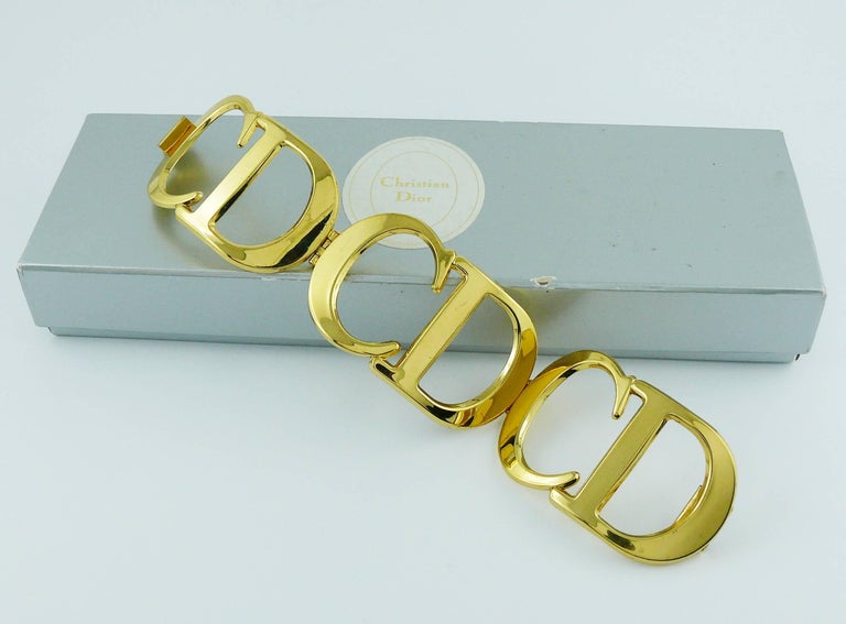 Christian Dior Vintage Iconic CD Logo Initials Cuff Bracelet at 1stDibs ...