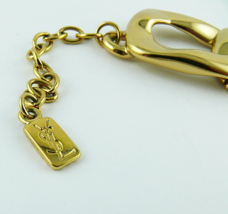 Yves Saint Laurent YSL Vintage Chunky Gold Toned Curb Chain Necklace at ...