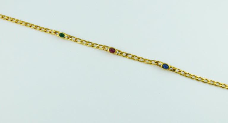 Christian Dior Vintage Jewelled Gold Tone Chain Sautoir Necklace at 1stDibs