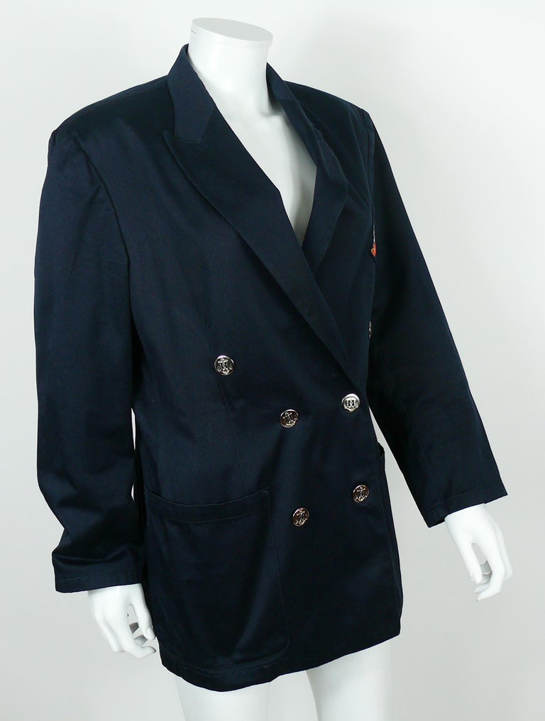 Jean Paul Gaultier Vintage Navy Blue Nautical Blazer For Sale at ...