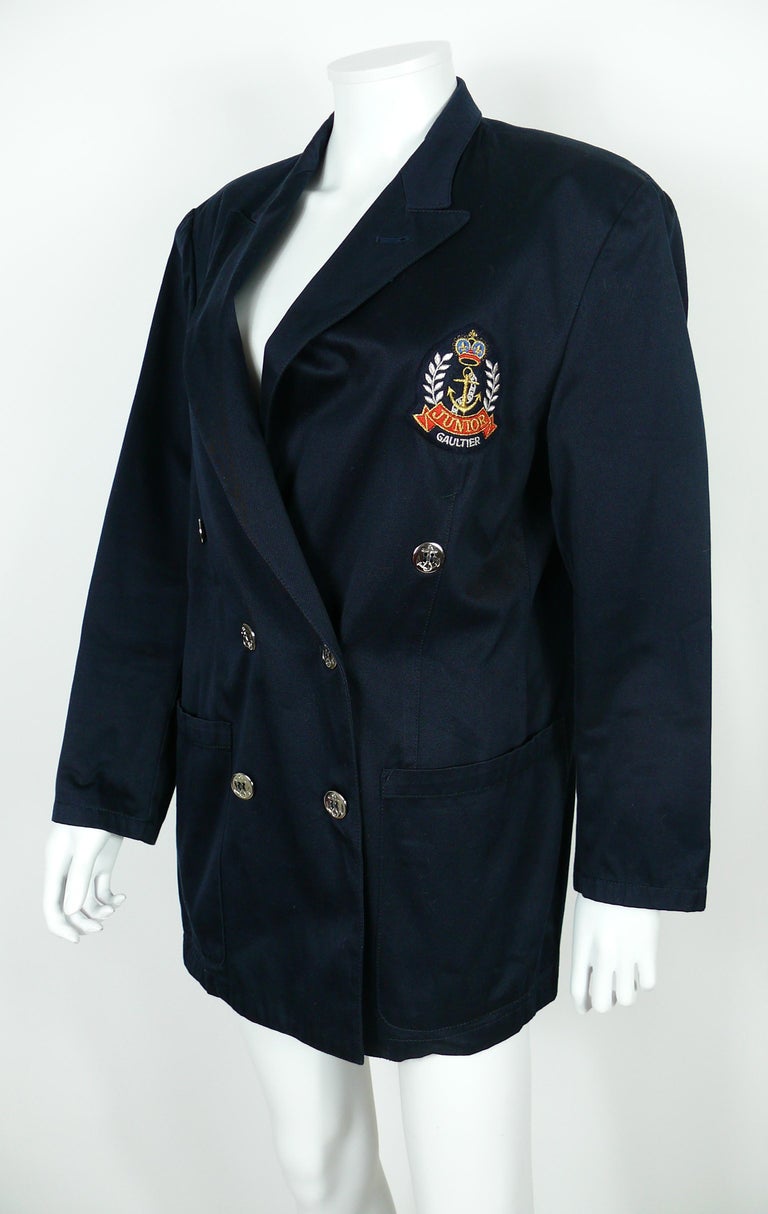 Jean Paul Gaultier Vintage Navy Blue Nautical Blazer For Sale at ...