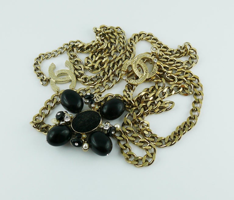 Chanel 2005 Clover and CC Chain Link Belt Necklace For Sale at 1stDibs