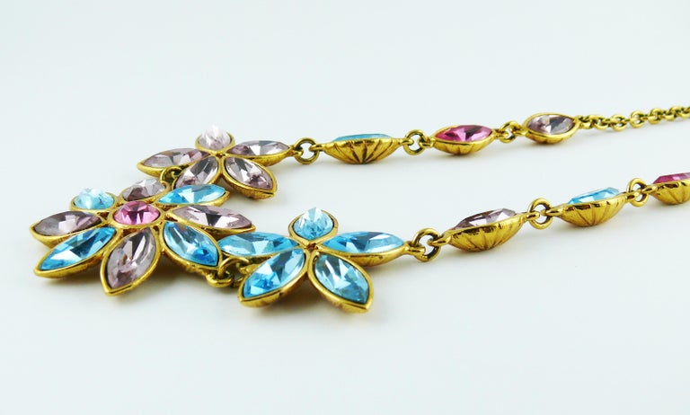 Yves Saint Laurent YSL Vintage Jewelled Floral Necklace For Sale at 1stDibs