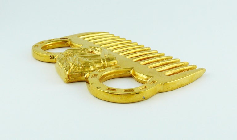 Hermès Vintage Gold Toned Horse Comb For Sale at 1stDibs | hermes comb