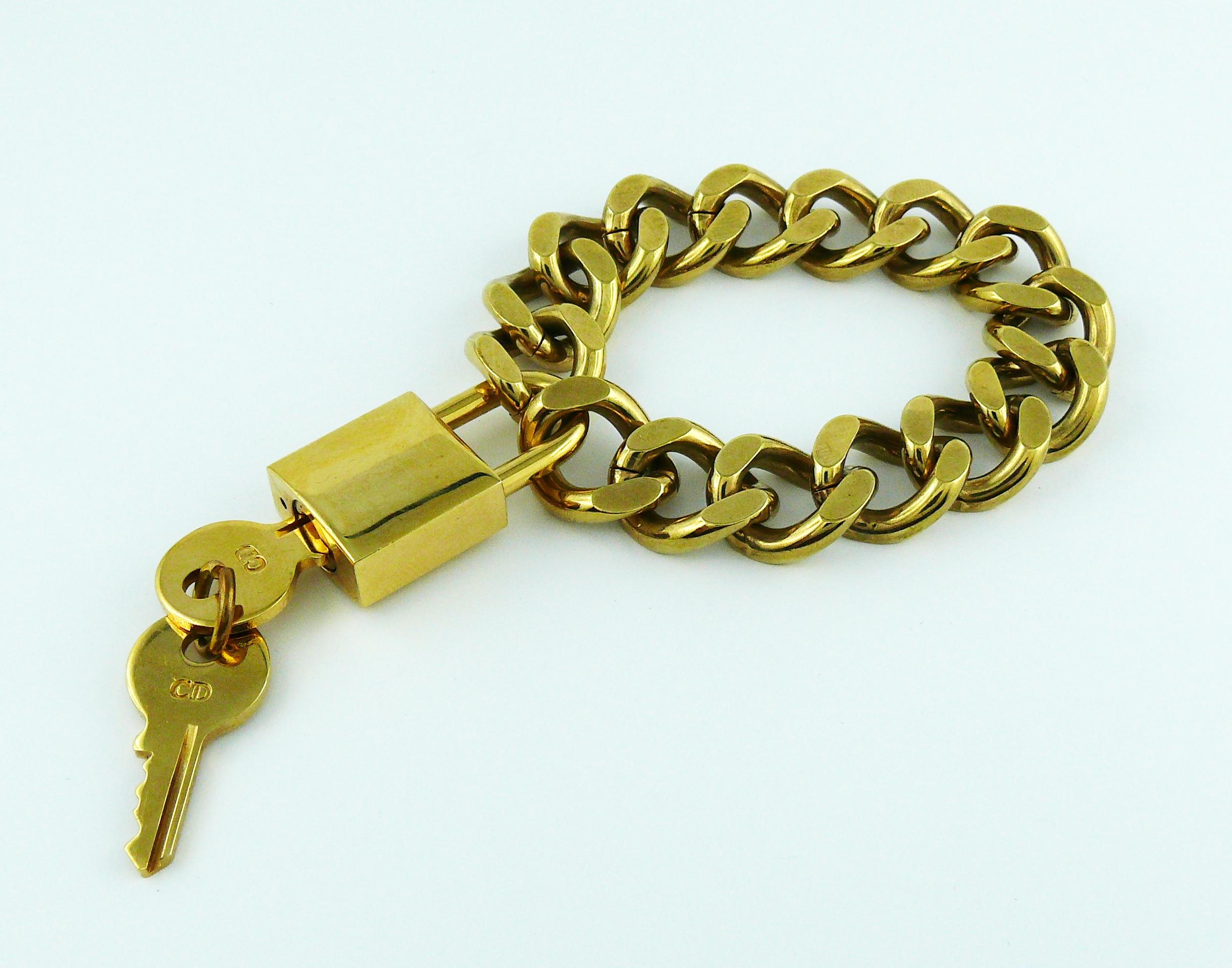 Christian Dior Gold Toned Lock and Key Bracelet at 1stDibs | dior lock ...