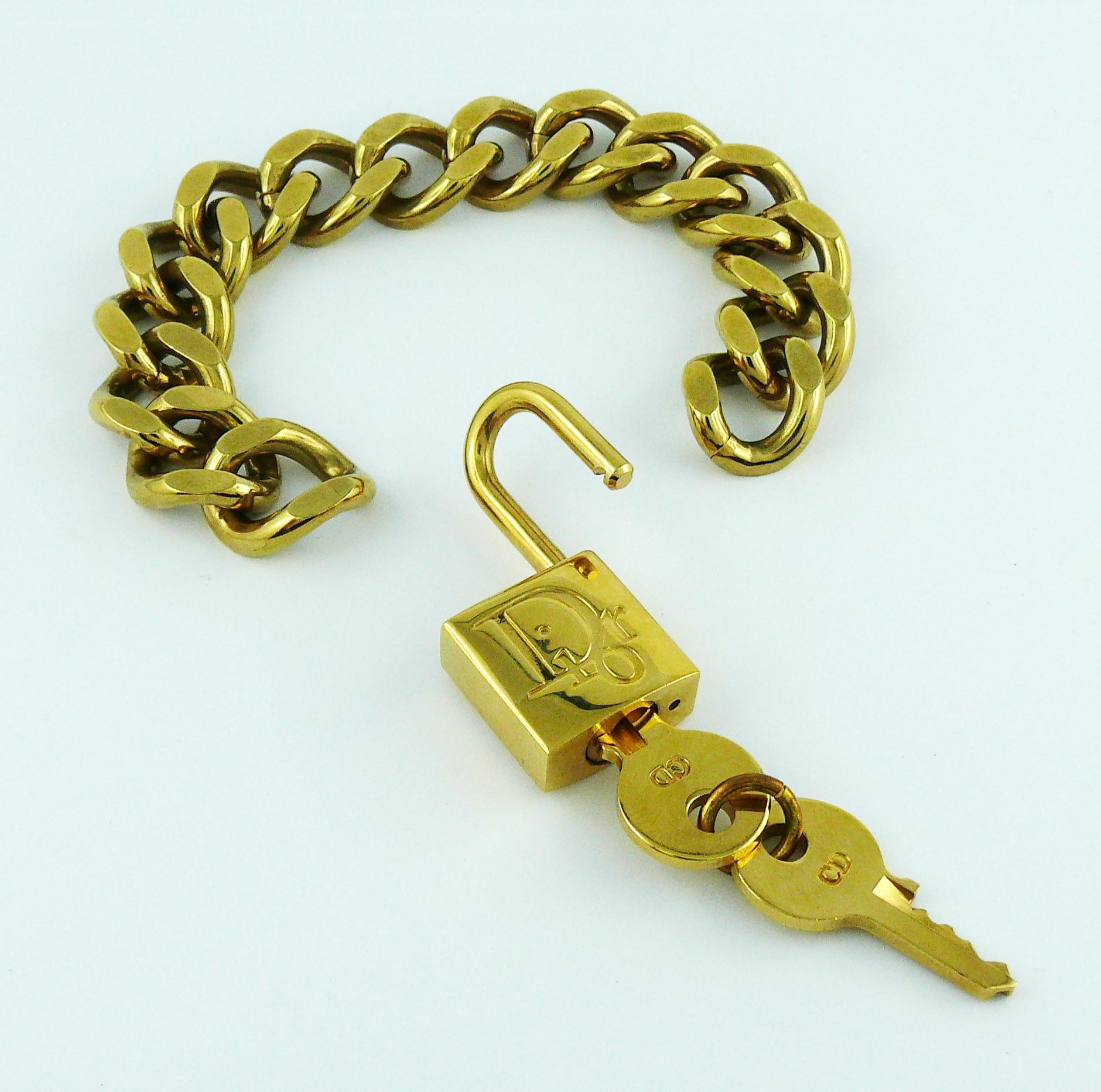 Christian Dior Gold Toned Lock and Key Bracelet at 1stDibs | dior lock ...