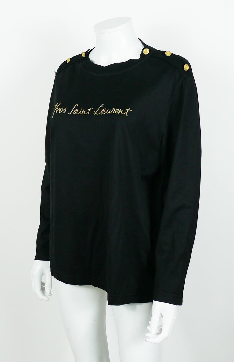 Yves Saint Laurent YSL Vintage Signature Black Top For Sale at 1stDibs ...