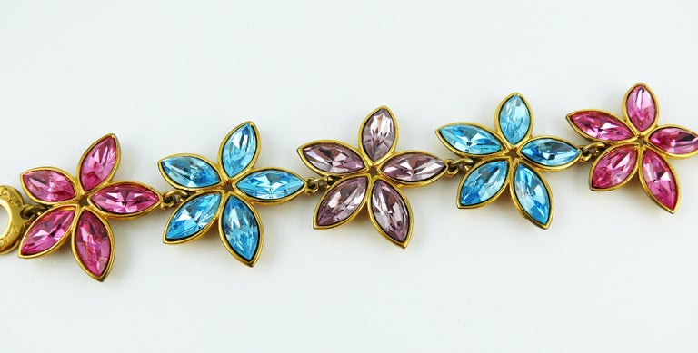 Yves Saint Laurent YSL Vintage Jewelled Floral Link Bracelet For Sale ...